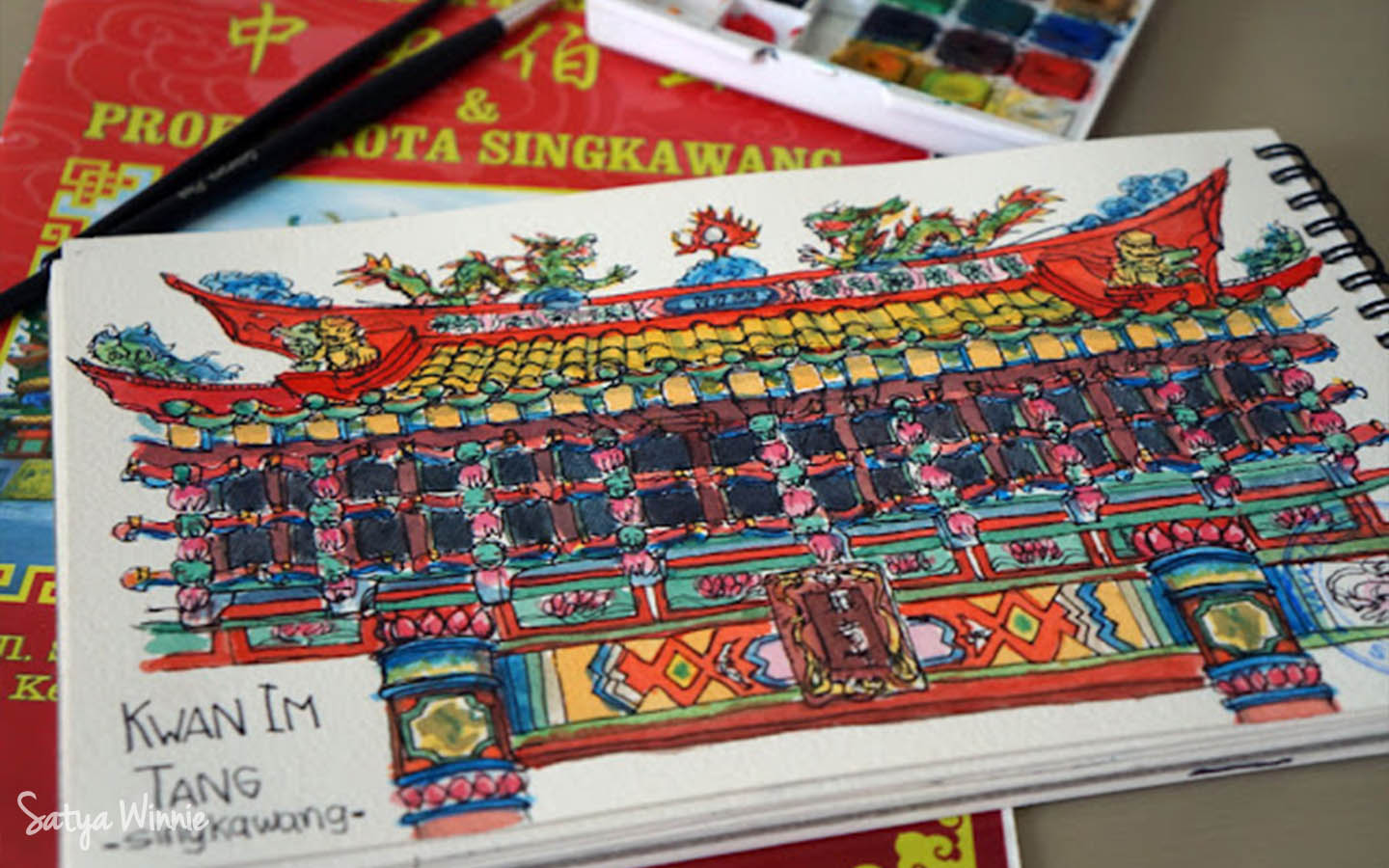 Cerita dan Sketsa di Klenteng Kwan Im Kiung Singkawang — Satya Winnie